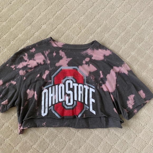 Tops | Vintage Bleach Dyed Ohio State Cropped Tee | Poshmark